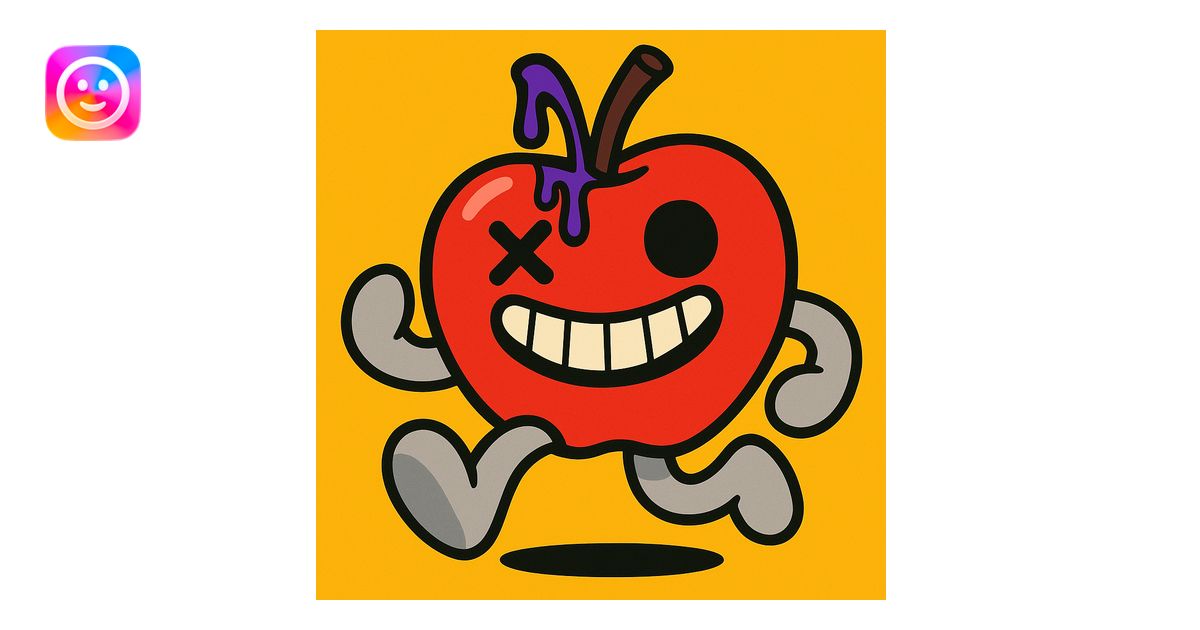 Appleton the Apple plush apple toon, vibrant toon style, light grey ...