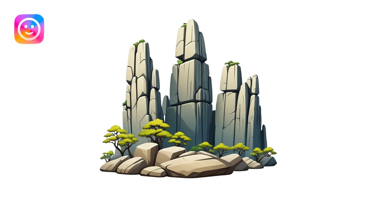 Kunming Stone Forest karst landscape Yunnan, simplified emoji style ...