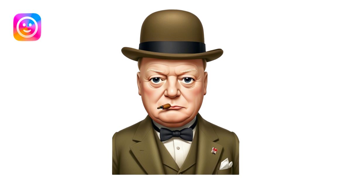 Cinematic Realistic Winston Churchill Portrait Emoji, depicted as a ...