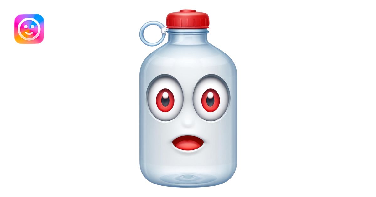 A water bottle with red eyes emoji | AI Emoji Generator
