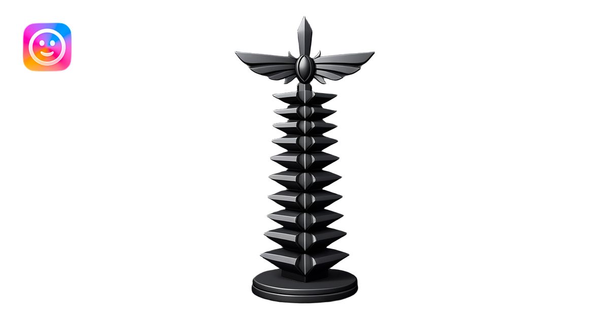 Minimal emoji, avant-garde gothic fashion totem made of stacked black ...
