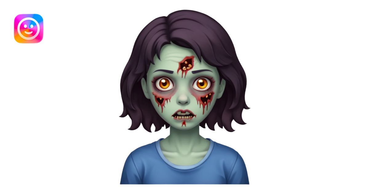 Zombie girl with bruises, she has a short wavy hair. emoji | AI Emoji ...