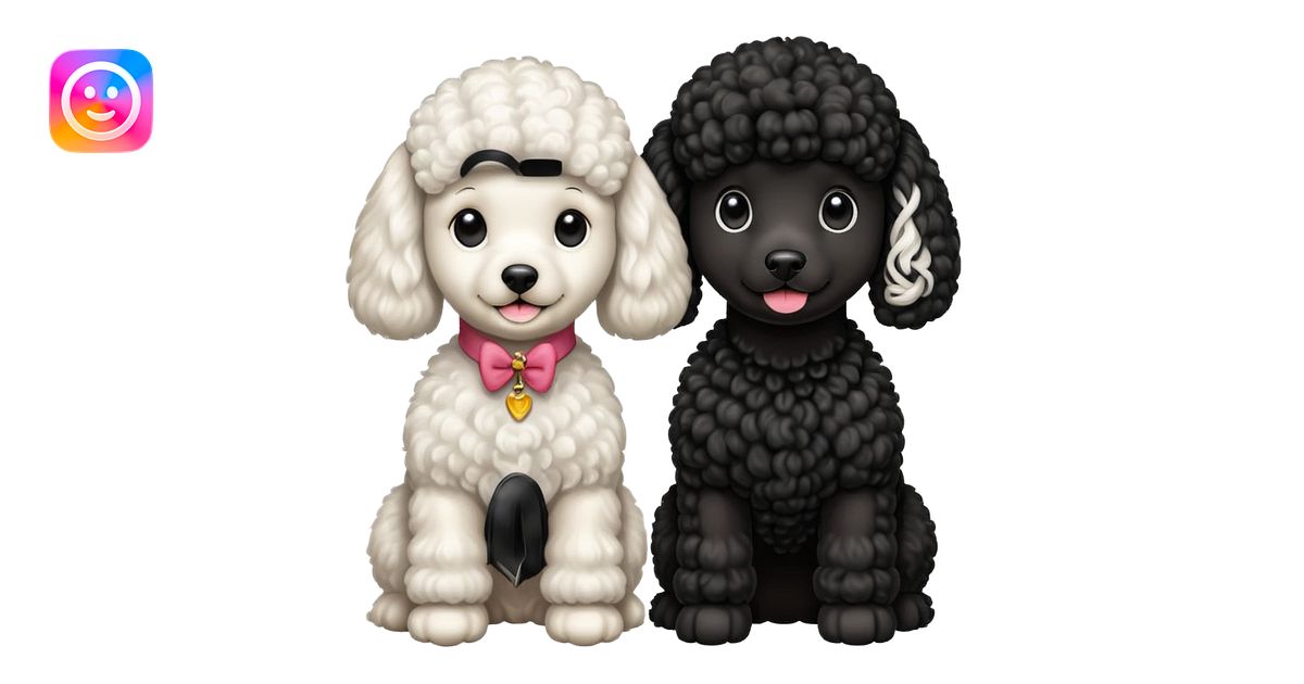 1 poodle blanca y 2 negras emoji | AI Emoji Generator
