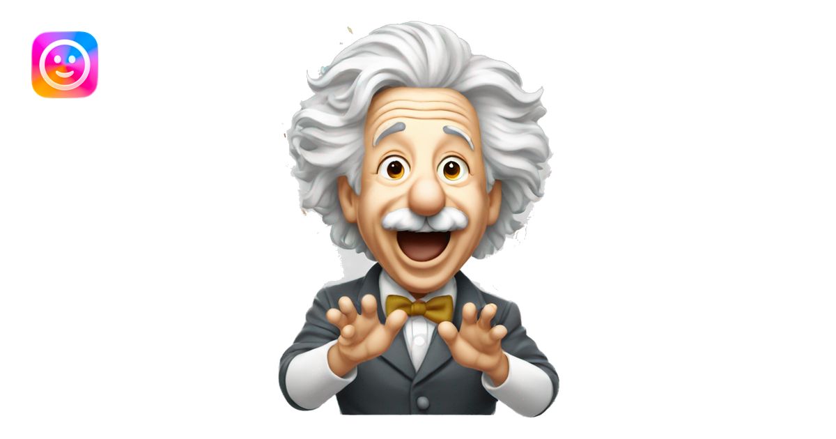 happy albert einstein shooting confetti with his hands emoji | AI Emoji ...