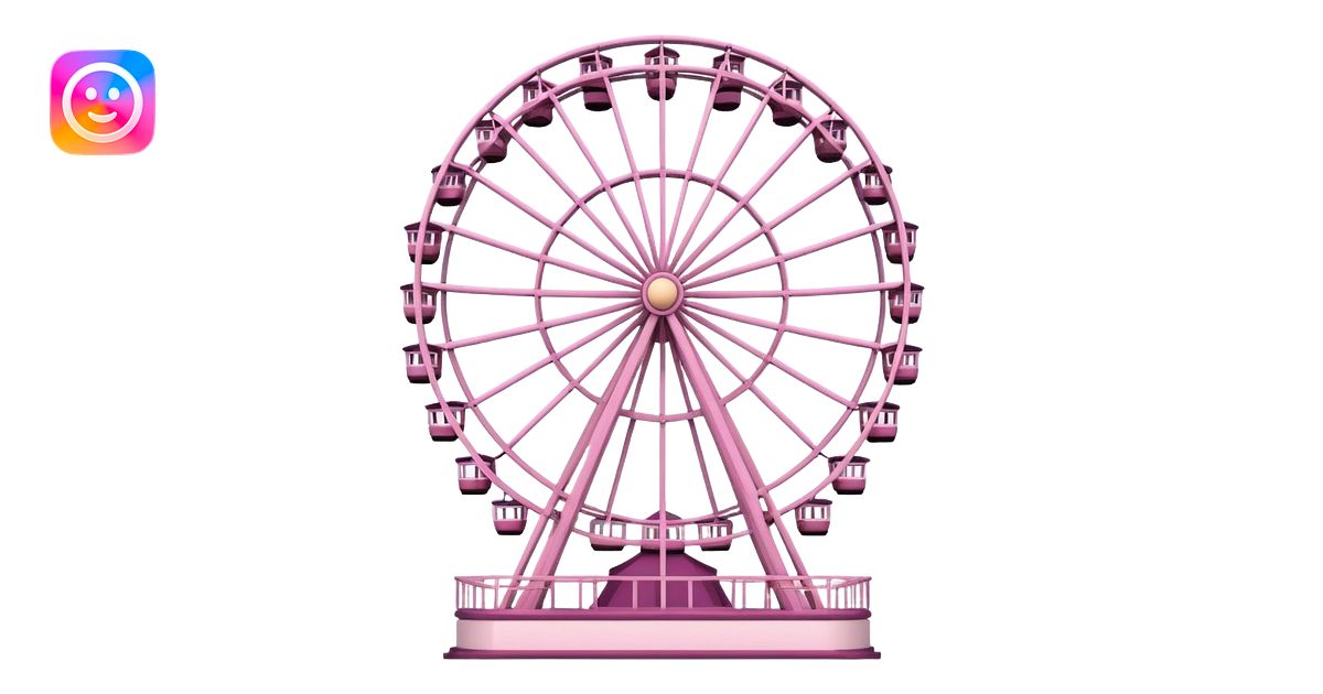 mix light pink dark pink and white girly theme park Ferris wheel emoji ...