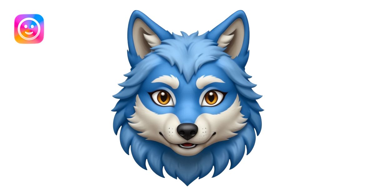 Blue colored female wolf🐺 emoji | AI Emoji Generator