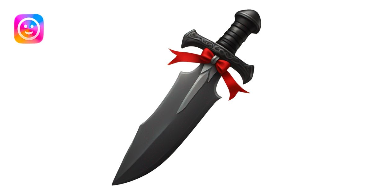 Black dagger with red bow emoji | AI Emoji Generator