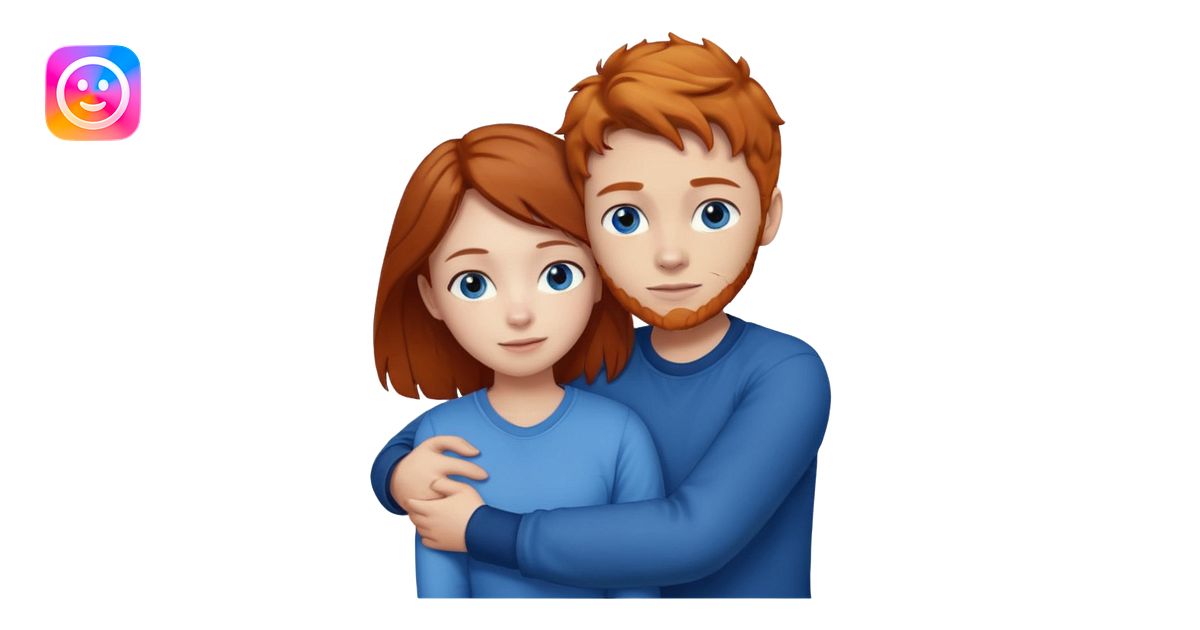 Ginger boy without facial hair hugging girl with dark brown hair. Both ...