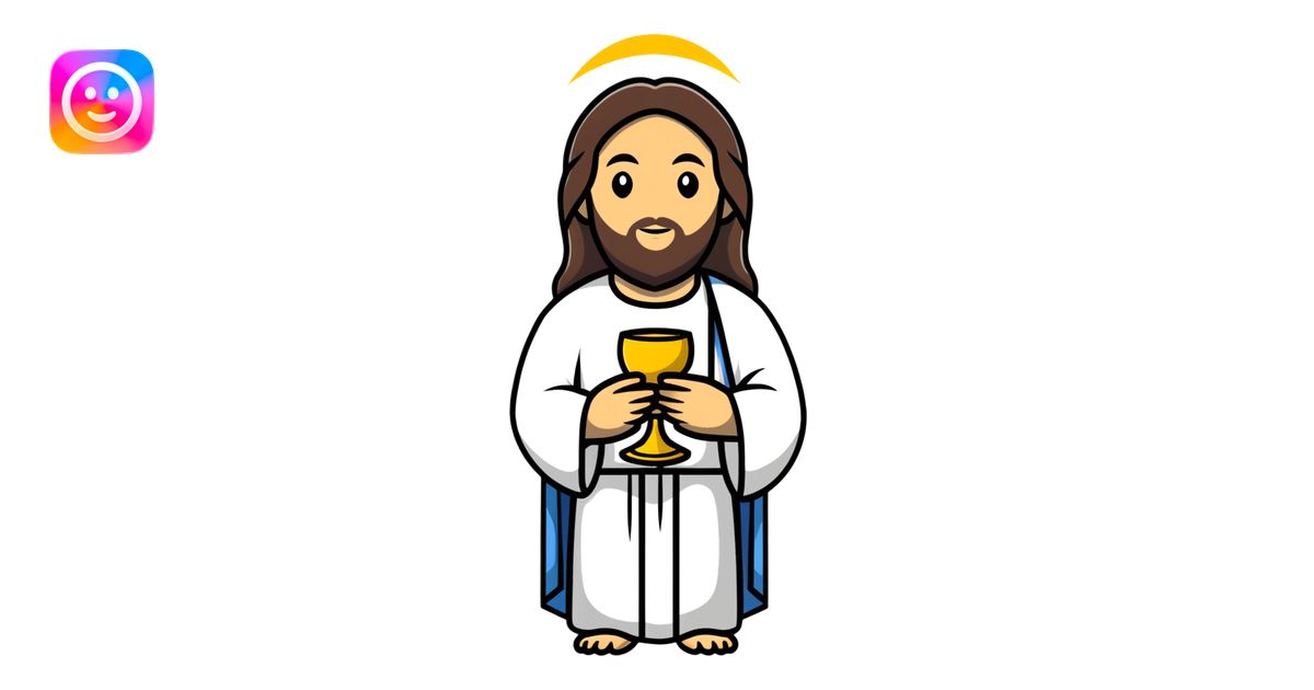 Jesus holding the Eucharist and chalice, celebrating mass image | AI ...