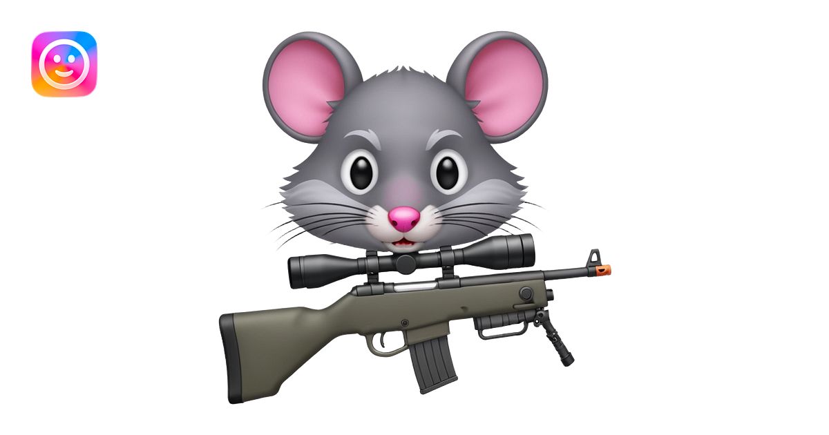 a feral, rabid, rat aiming down a sniper rifle emoji | AI Emoji Generator