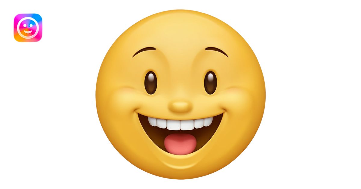 Emoji, yellow round laughing face, wide smile emoji | AI Emoji Generator