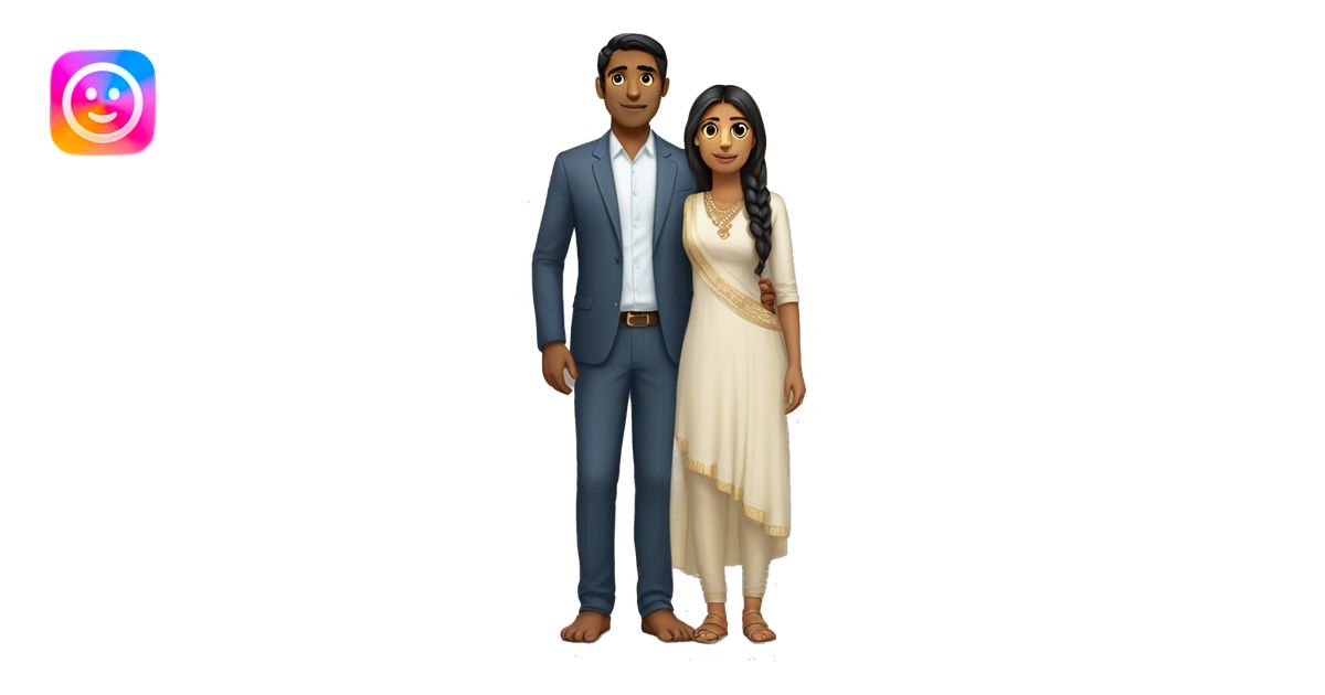 Indian couple tall guy short girl emoji | AI Emoji Generator