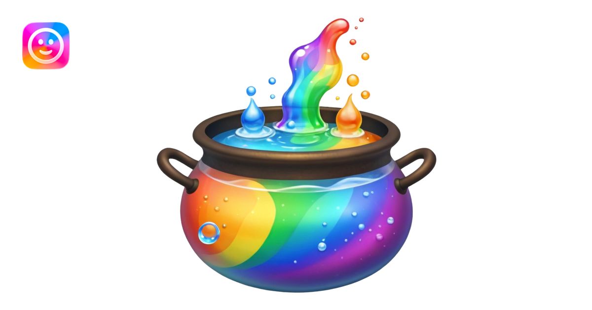 rainbow potion in a cauldron emoji | AI Emoji Generator