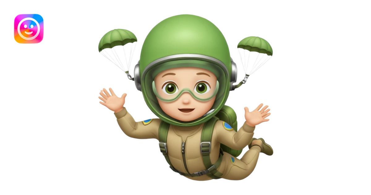 Skydiving baby with parachute and UFO green emoji | AI Emoji Generator