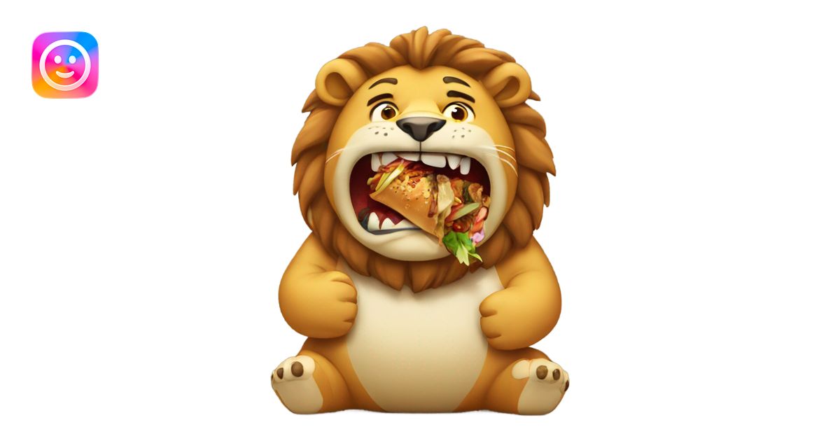 Fat lion eating kebab emoji | AI Emoji Generator