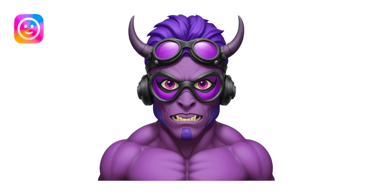 Diablo morado con gogles emoji | AI Emoji Generator
