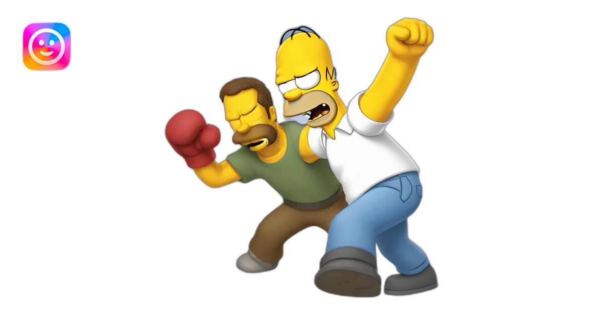 Homer simpson fight with need flanders emoji | AI Emoji Generator