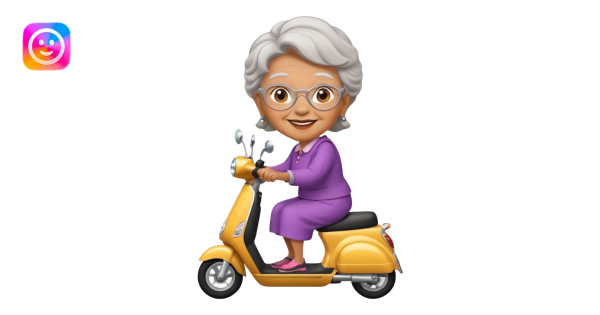 Granny on a fast scooter emoji | AI Emoji Generator