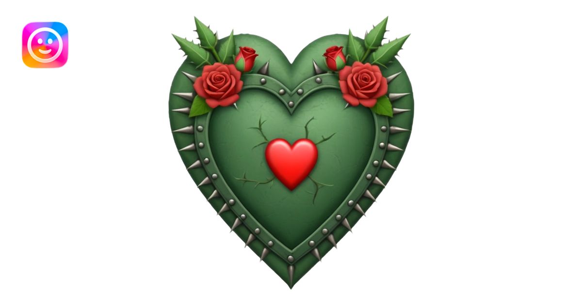 Can you make a sage green heart with a gothic design, I want roses and ...