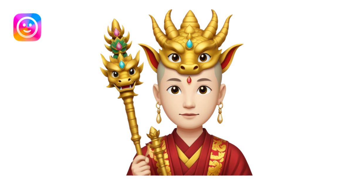 man with asian dragon head, scepter, buddhism, lotus emoji | AI Emoji ...