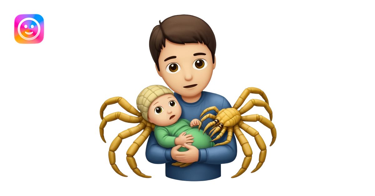 man with Baby Facehugger emoji | AI Emoji Generator