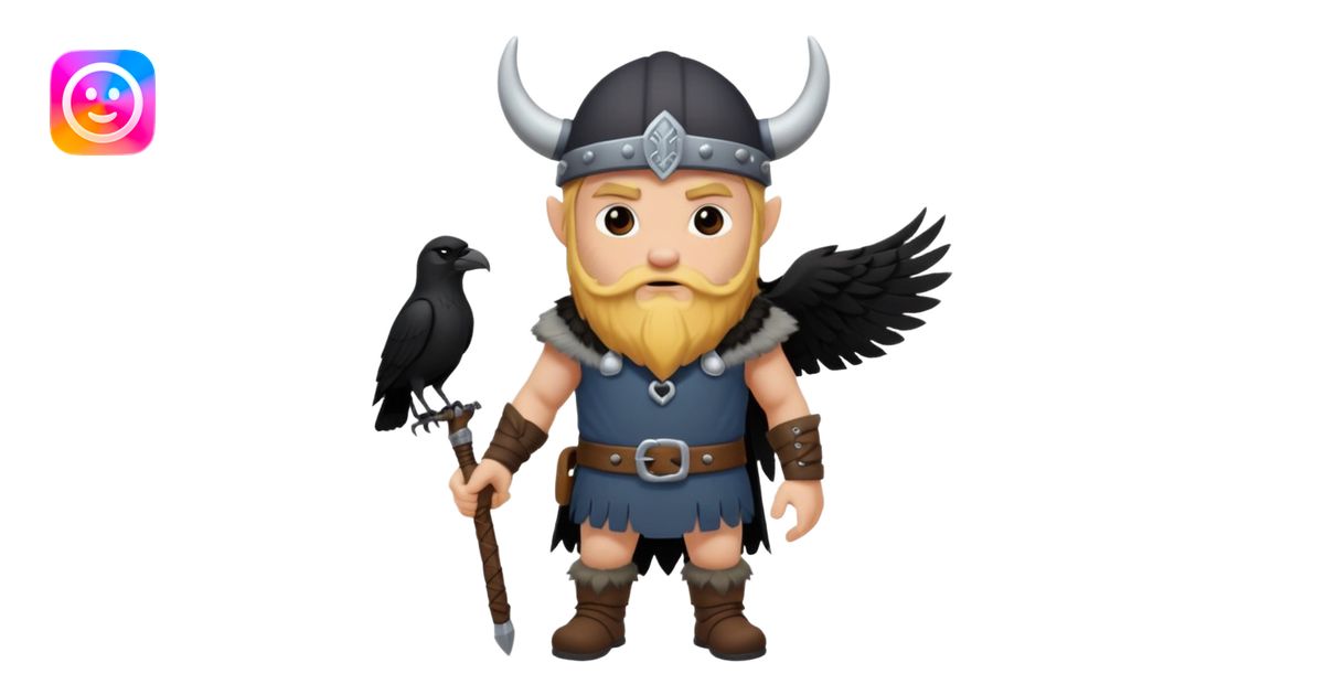a cartoon Viking fully body raven with horned cap emoji | AI Emoji ...