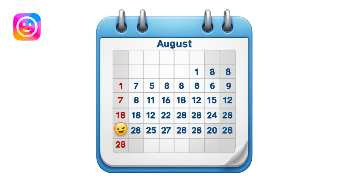 Emoji of calendar page for August 18 emoji | AI Emoji Generator