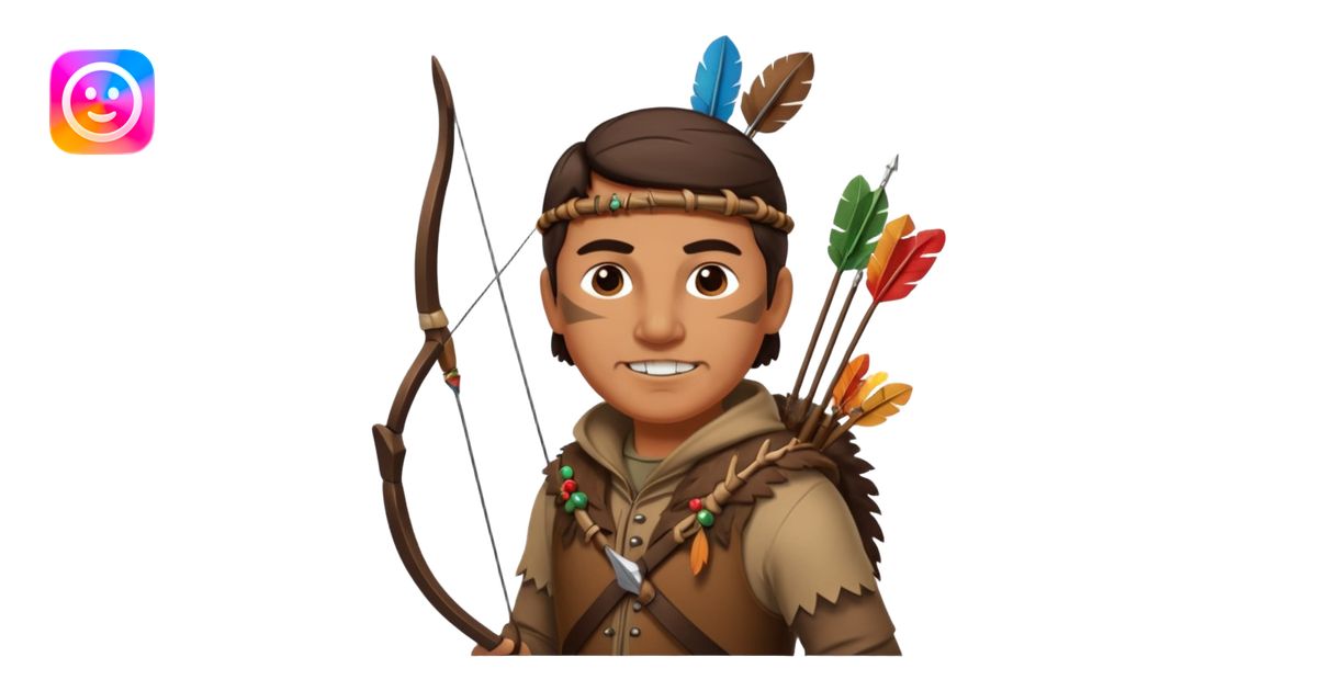 The classic middle-aged hunter with a bow and arrow on his back ...