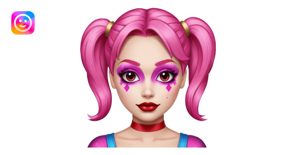 Glitter pink Harley Quinn emoji | AI Emoji Generator