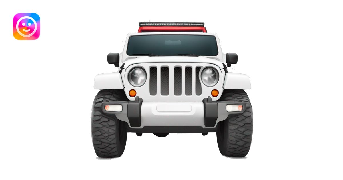 White Jeep Wrangler Rubicon with white roof and red rims emoji | AI ...