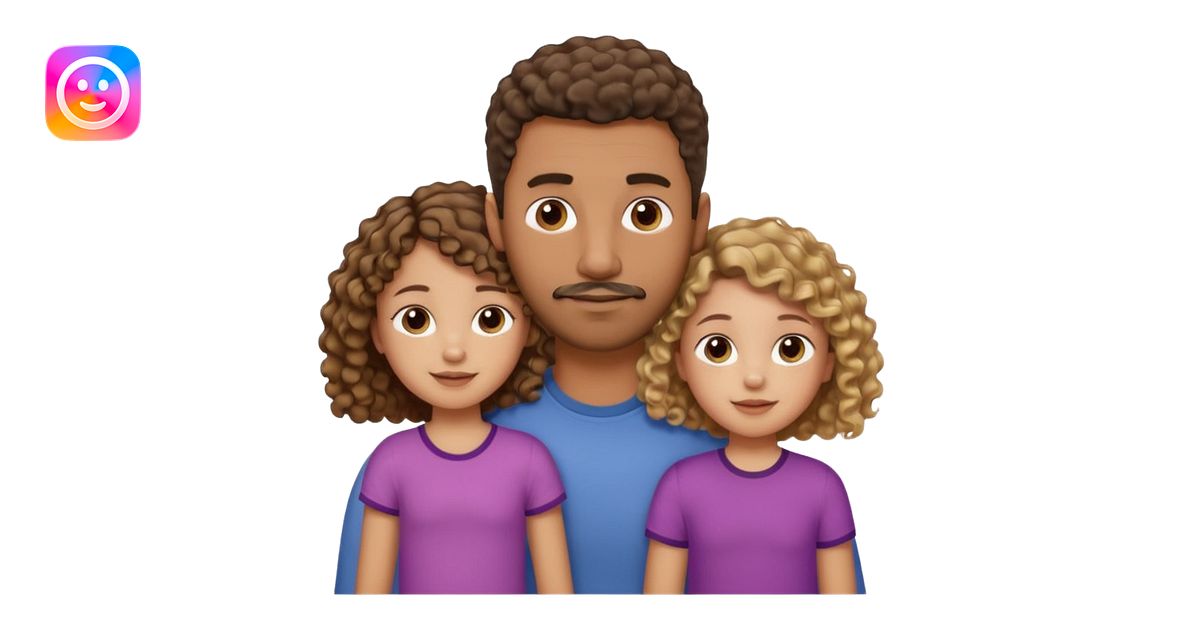 Brown dad with short fade and stubble beard with his two daughtersbone ...