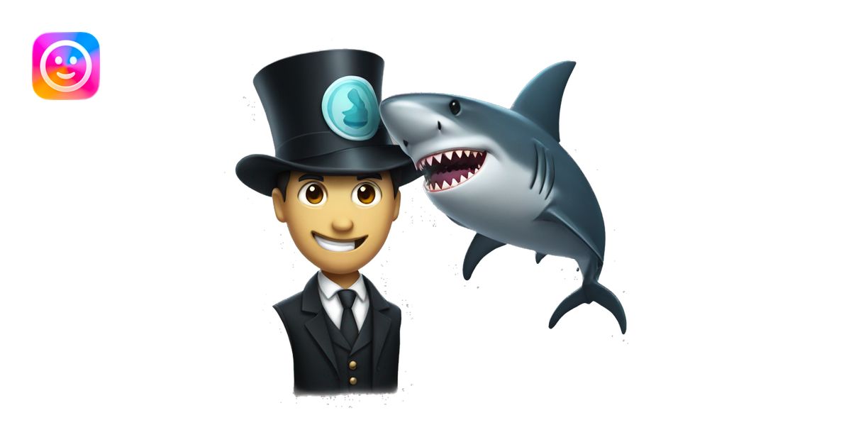 tophat and shark emoji | AI Emoji Generator