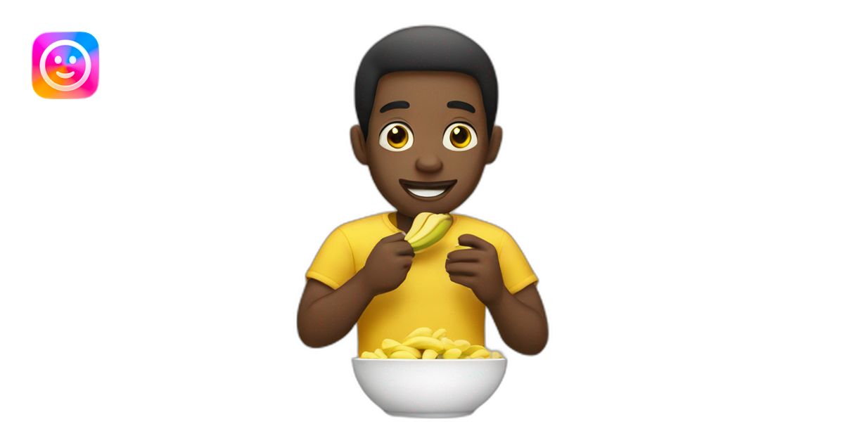 Black man eating banana emoji | AI Emoji Generator