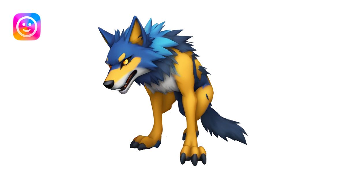 Cool Edgy Colorful Digimon-Fakemon-Wolf with edgy markings full body ...