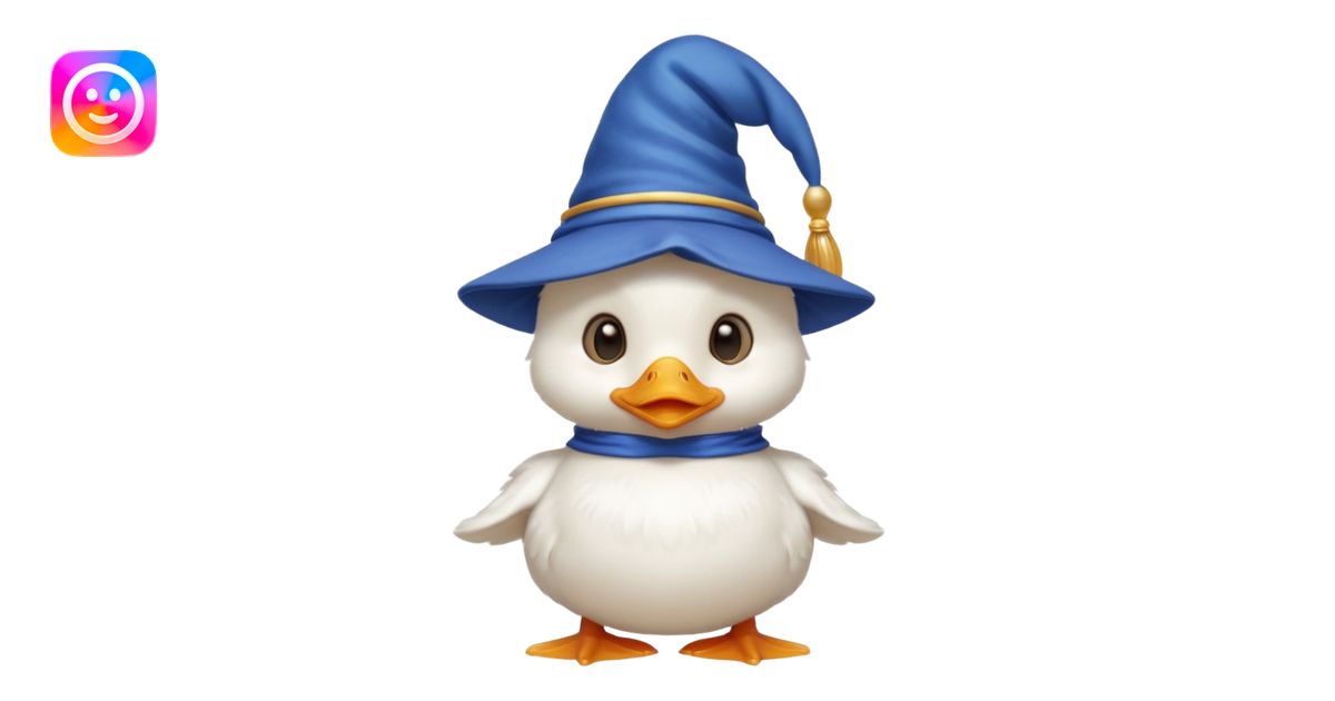 white baby duck with wizard hat emoji | AI Emoji Generator
