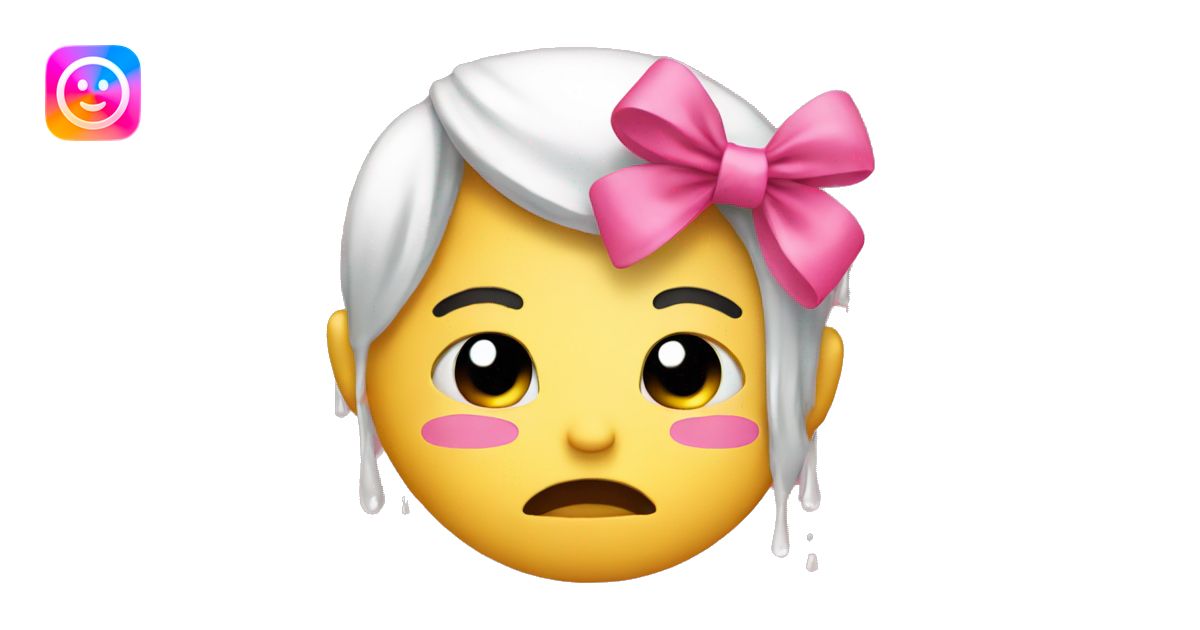 Crying emoji with pink bow emoji | AI Emoji Generator
