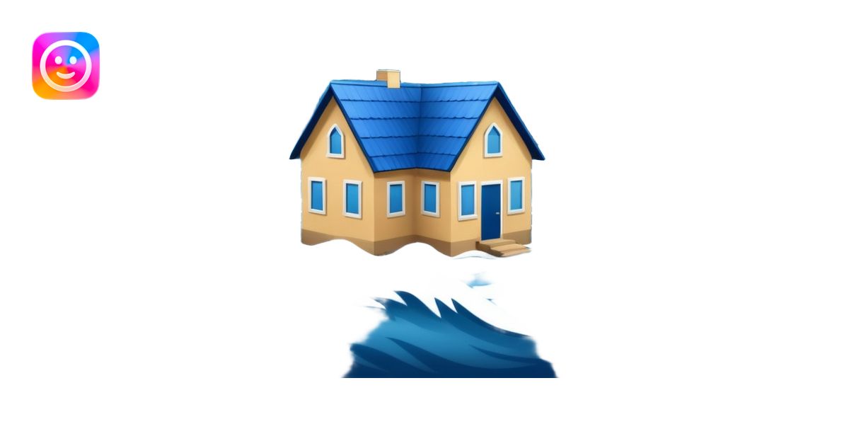 showing a flood disaster scene with powerful blue water waves ...
