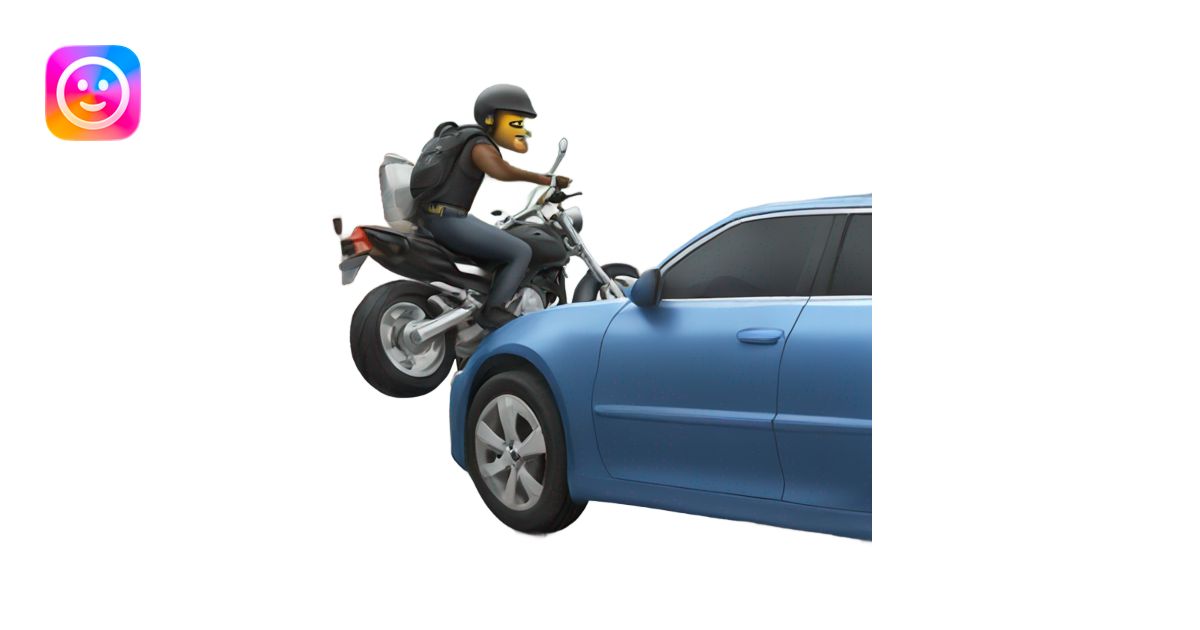 Biker hitting a car door emoji | AI Emoji Generator