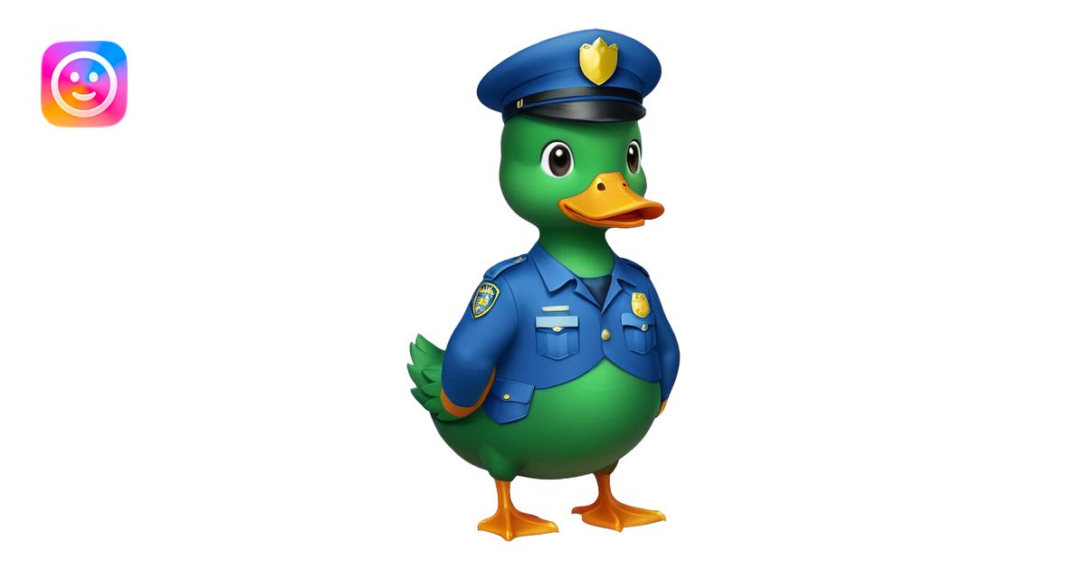 Police green duck full body emoji | AI Emoji Generator