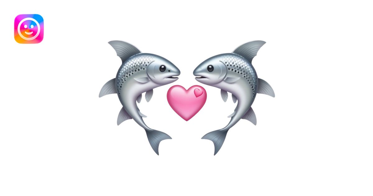 two trouts with a heart between them emoji | AI Emoji Generator