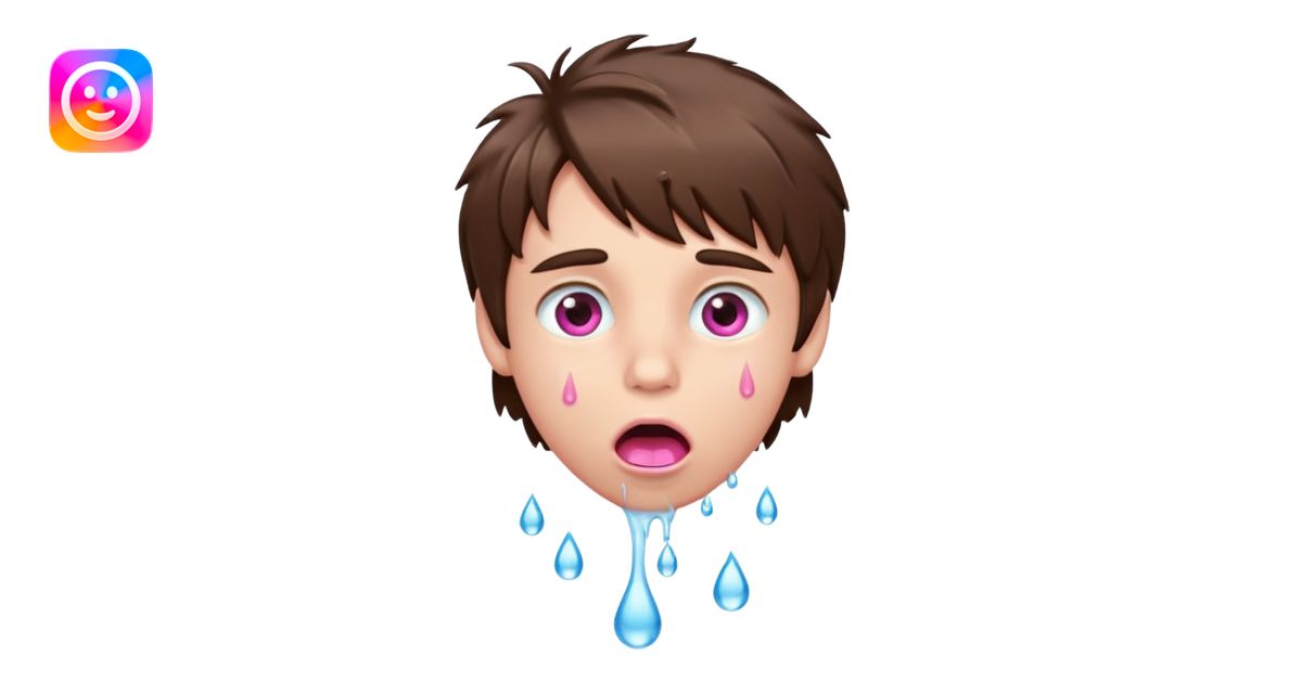 Boy with shaggy brown hair, pink eyes rolled back, mouth open , water ...