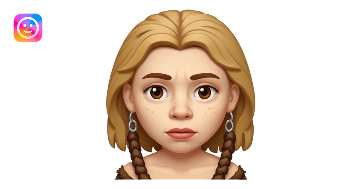 slack jawed female neanderthal emoji | AI Emoji Generator