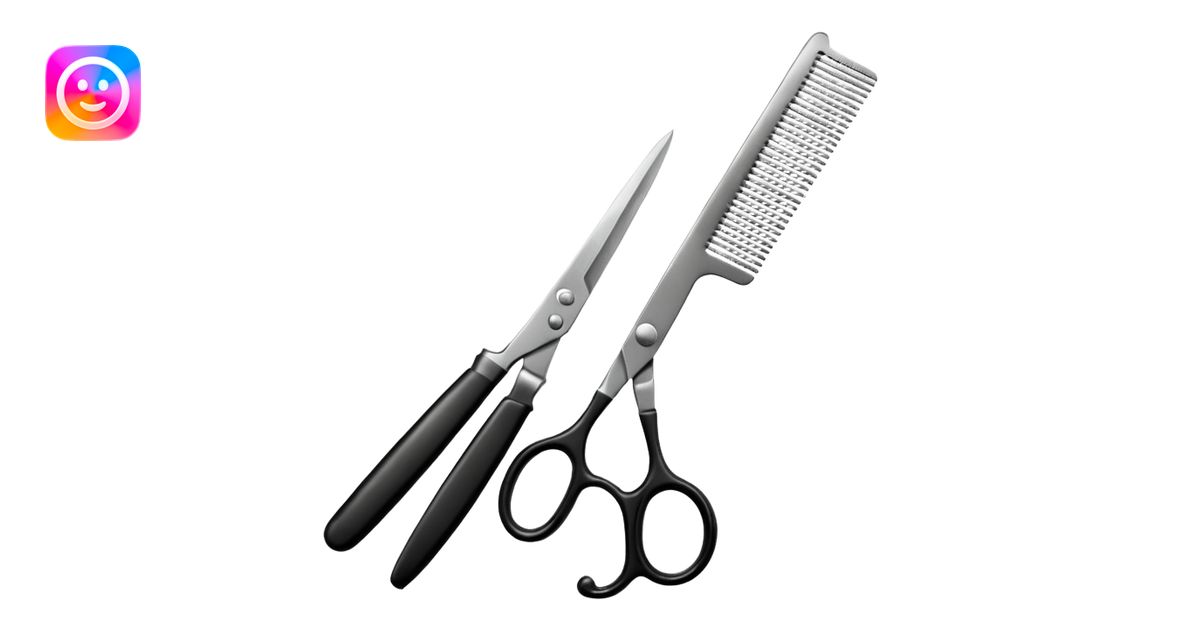 barber shop, scissors, comb. emoji | AI Emoji Generator