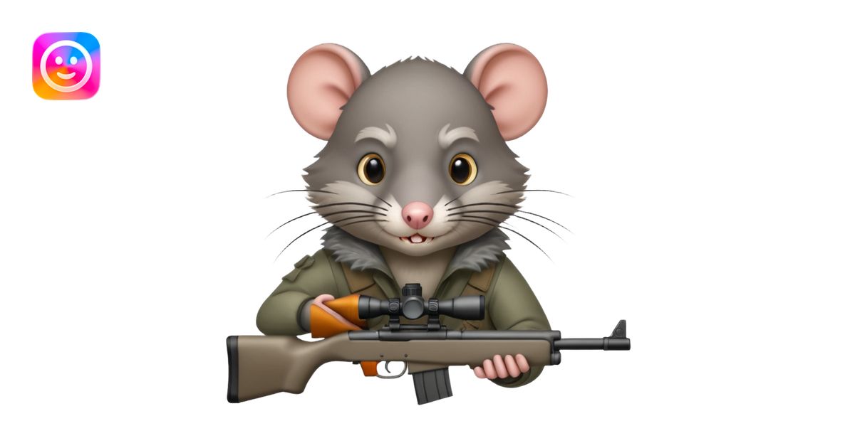 a feral, rabid, rat aiming down a sniper rifle emoji | AI Emoji Generator