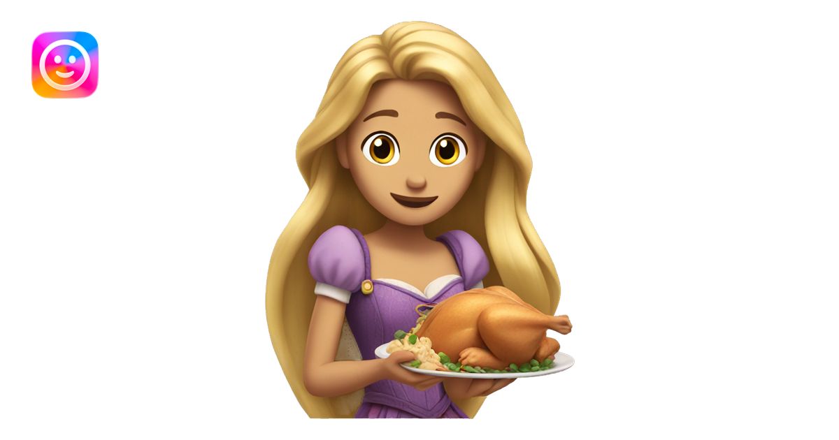 Rapunzel eating chicken emoji | AI Emoji Generator