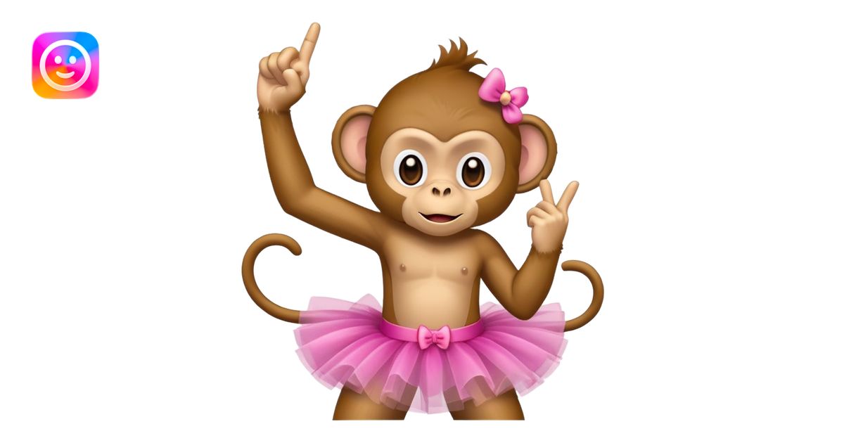 Affe der Mittelfinger zeigt und ein Tü tü trägt emoji | AI Emoji Generator
