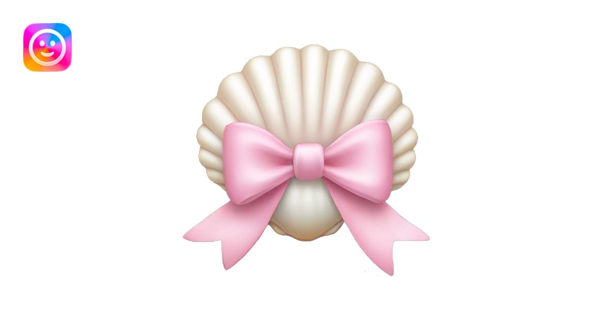 Pearl shell and light pink bow emoji | AI Emoji Generator