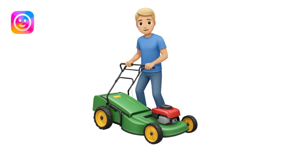 White man pushing mower emoji | AI Emoji Generator