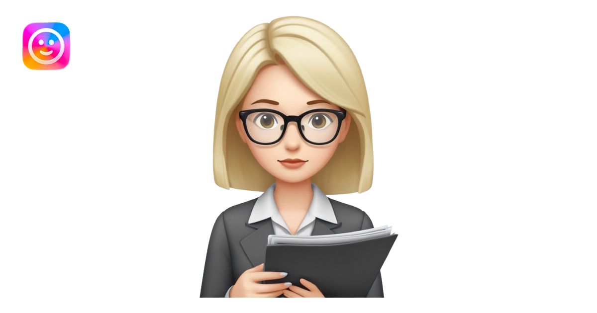 female office worker reviewing paperwork emoji | AI Emoji Generator