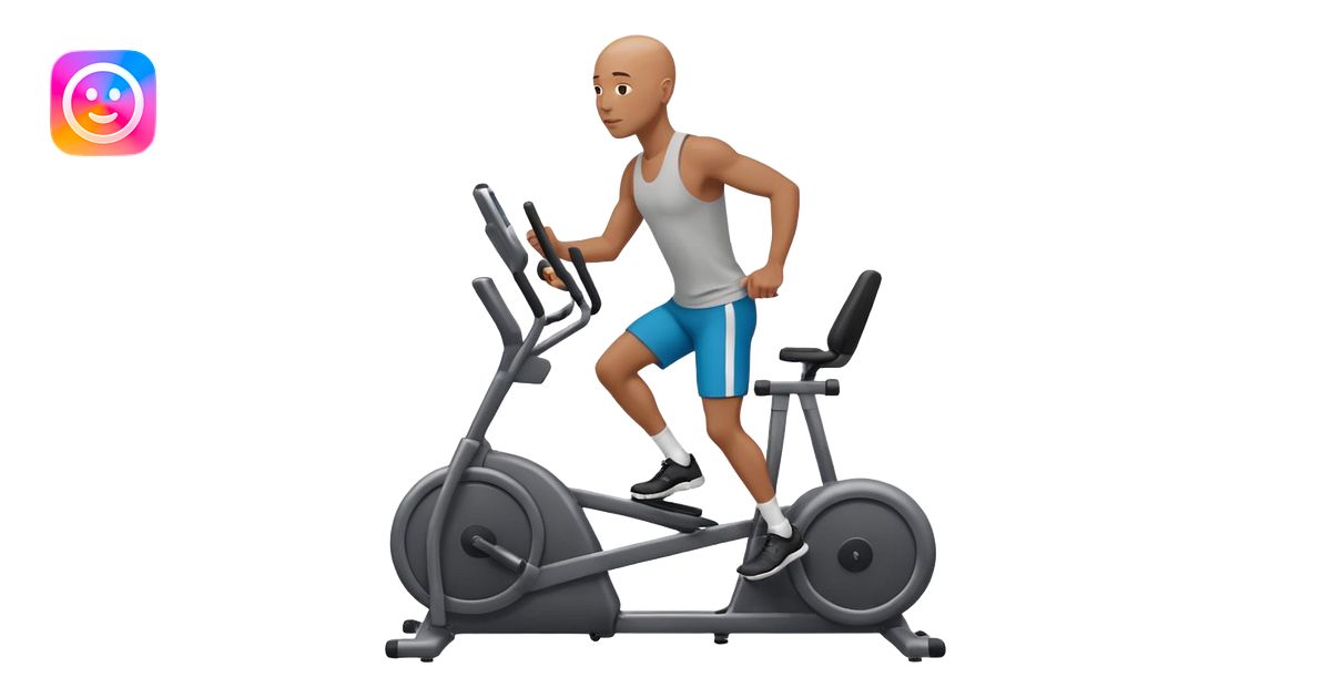 bald African American man on elliptical machine emoji | AI Emoji Generator